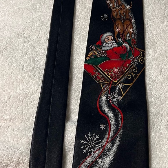 Holiday Home | Accessories | Festive Black Tie With Santa And Sleigh ...